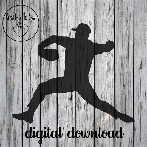 Baseball Pitcher Silhouette SVG File – Created To Sew